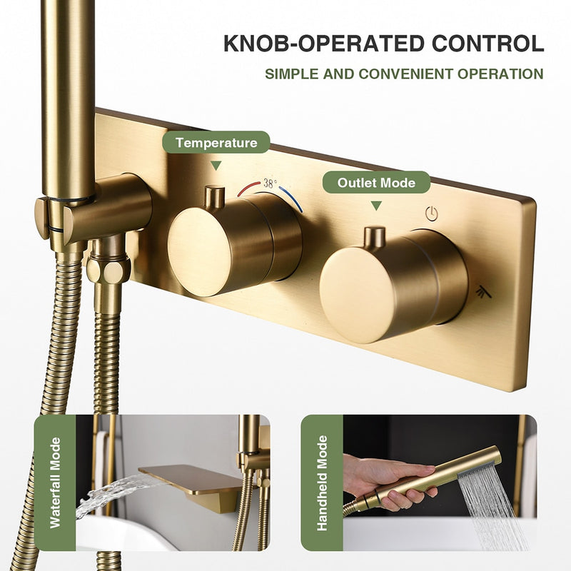 Wasser ™ Waterfall Bathroom Faucet with Handheld Shower Set